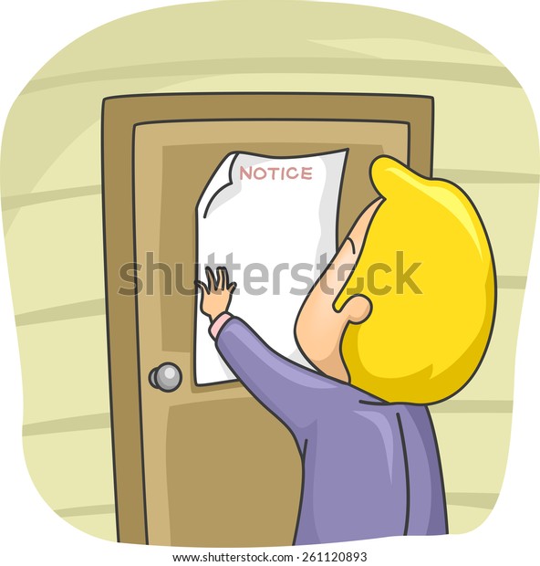 Illustration Man Posting Notice On Door Stock Vector (Royalty Free ...