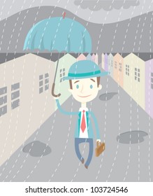 Illustration Man Rain Stock Vector (Royalty Free) 103724546 | Shutterstock