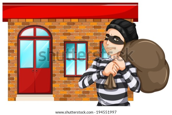 Illustration Man Robbing Building On White Stock Vector (Royalty Free ...