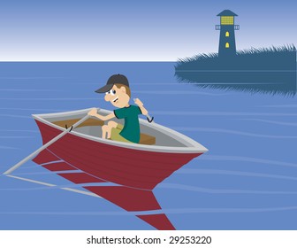 Illustration Man Rowing Boat Stock Vector (Royalty Free) 29253220 ...