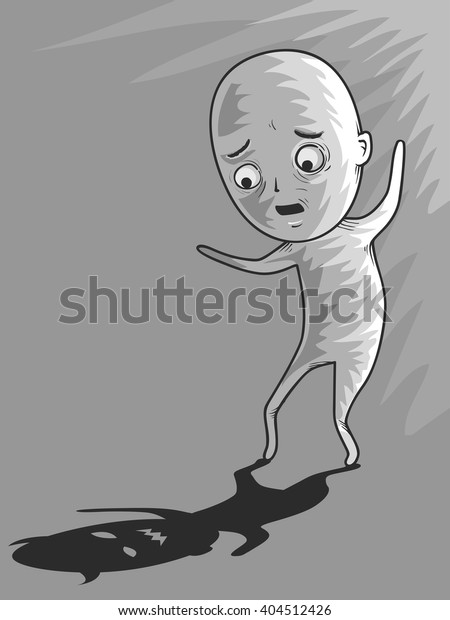 Illustration Man Scared His Own Shadow Stock Vector (Royalty Free ...
