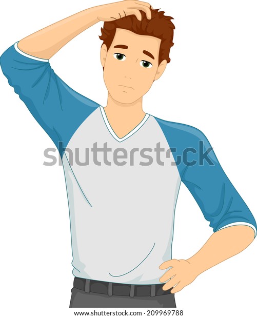 Illustration Man Scratching His Head Stock Vector (Royalty Free ...
