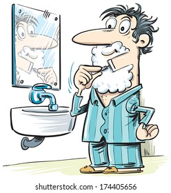 Illustration Man Shaving Stock Vector (Royalty Free) 174405656 ...