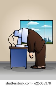 Illustration Man Slam His Head On Stock Vector (Royalty Free) 625055378 ...