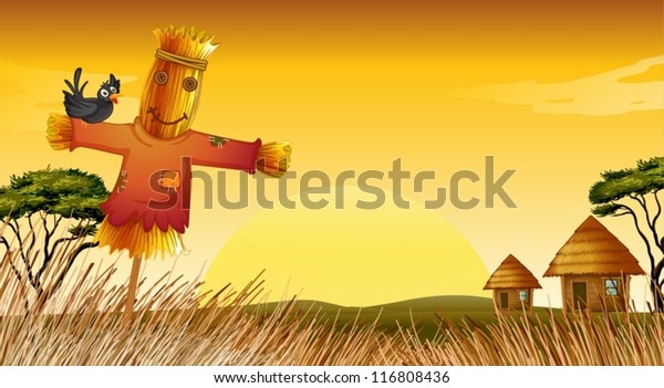 Illustration Man Statue Farm Adn Farm Stock Vector (Royalty Free ...