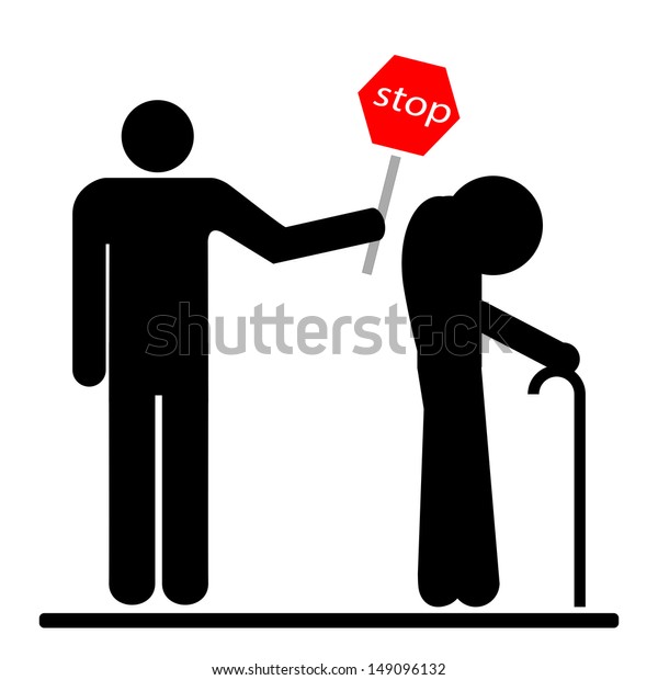 Illustration Man Stop Sign Across Street Stock Vector (Royalty Free ...