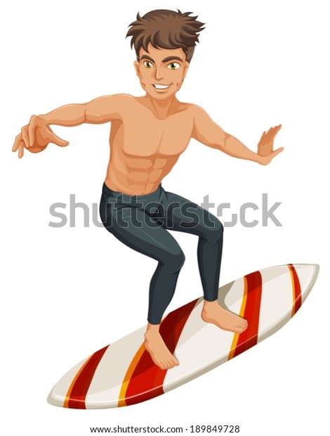 Illustration Man Surfing On White Background Stock Vector (Royalty Free ...