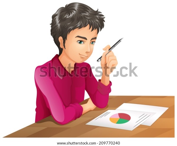 Illustration Man Taking Exam On White Stock Vector (Royalty Free) 209770240