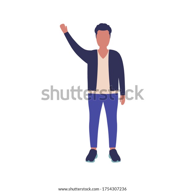 Illustration Man Wave Their Hand Greeting Stock Vector (Royalty Free ...