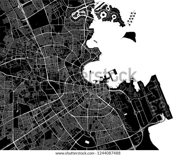 Illustration Map City Doha Qatar Stock Vector (Royalty Free) 1244087488 ...