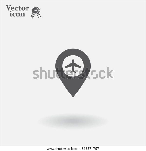 Illustration Map Mark Icon Plane Stock Vector (Royalty Free) 345571757 ...