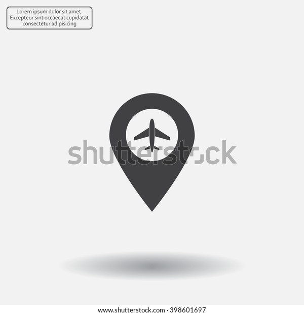 Illustration Map Mark Icon Plane Stock Vector (Royalty Free) 398601697 ...