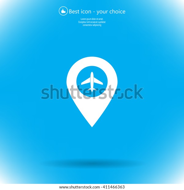 Illustration Map Mark Icon Plane Stock Vector (Royalty Free) 411466363 ...