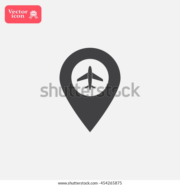 Illustration Map Mark Icon Plane Stock Vector (Royalty Free) 454265875 ...