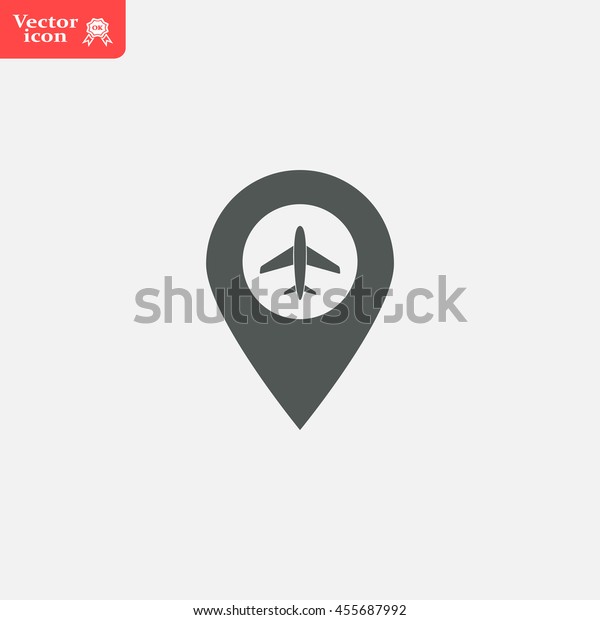 Illustration Map Mark Icon Plane Stock Vector (Royalty Free) 455687992 ...