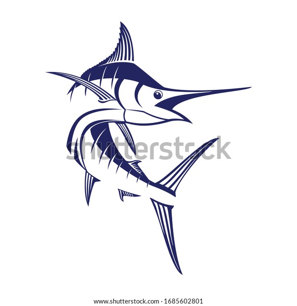 Illustration Marlin Isolated White Background Creative: เวกเตอร์สต็อก ...