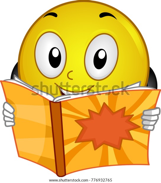 Illustration Mascot Smiley Reading Comic Book Stock Vector (Royalty ...