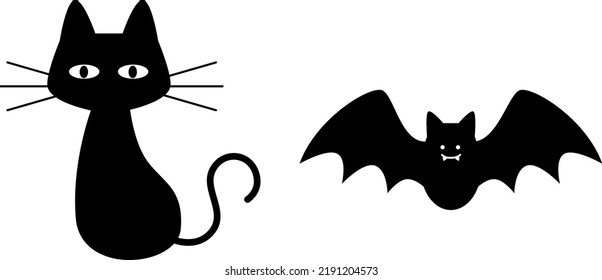 Illustration Material Black Cat Bat Stock Vector (Royalty Free ...
