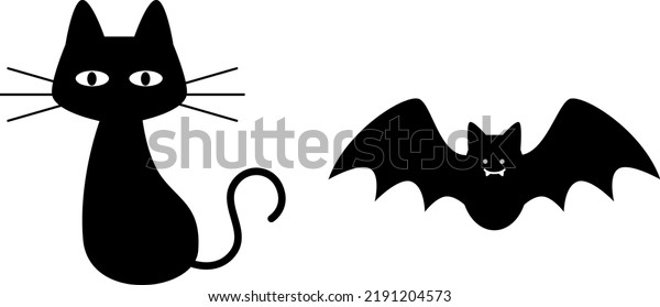 Illustration Material Black Cat Bat Stock Vector (Royalty Free ...
