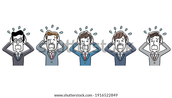 Illustration Material Businessman Man Panic Set Stock Vector (Royalty ...