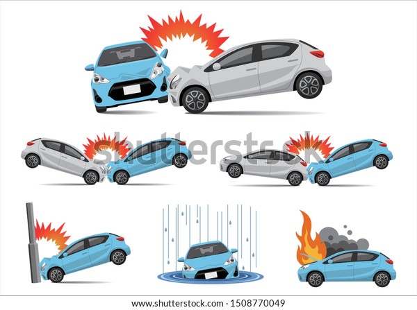 Illustration Material Car Accident Set Stock Vector (Royalty Free ...