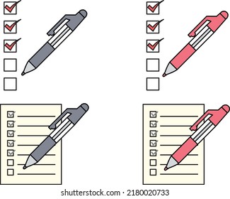 Illustration Material Check Sheet Red Ballpoint Stock Vector (Royalty ...