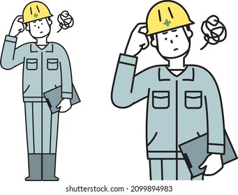 207 Construction worker scratching head Images, Stock Photos & Vectors ...