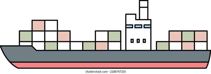 Illustration Material Container Ship Stock Vector (Royalty Free ...