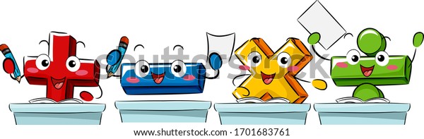 Illustration Math Operators Mascot Students On Stock Vector (Royalty ...