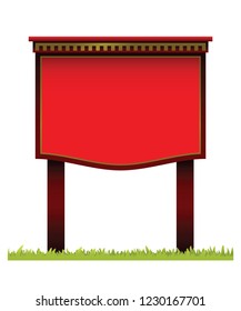 Illustration Medieval Double Post Sign Stock Vector (Royalty Free ...