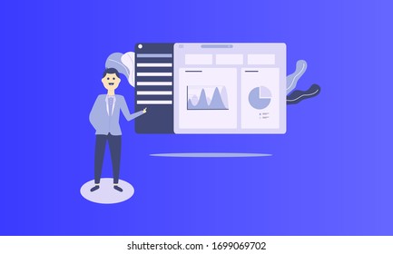 Illustration Men Analyzing Dashboard Stock Vector (Royalty Free ...