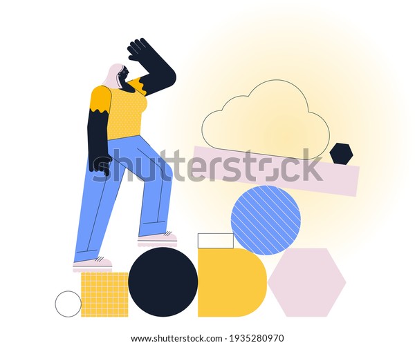 Illustration Metaphor Planning Future Modern Style Stock Vector ...