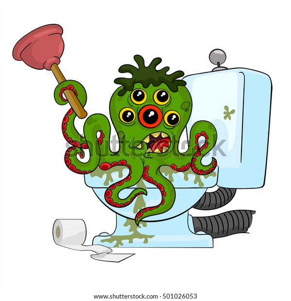 Illustration Microbe Toilet Monster On Dirty Stock Vector (Royalty Free ...