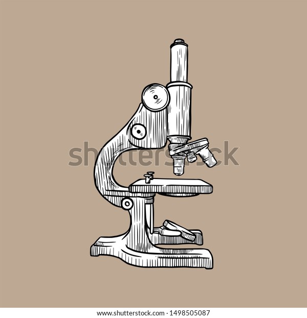 Illustration Microscope Hand Drawn Vintage Style Stock Vector (Royalty ...