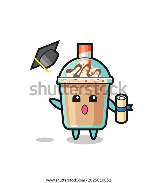 Illustration Milkshake Cartoon Throwing Hat Graduation Stock Vector ...