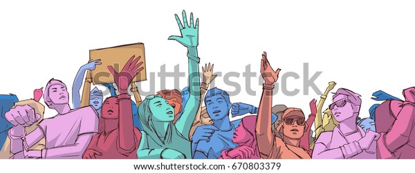 Illustration Mixed Ethnic Crowd Having Fun Stock Vector (Royalty Free ...