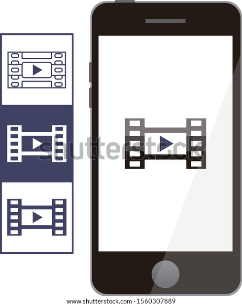 Illustration Mobile Phone Video Playback Icon Stock Vector (Royalty ...