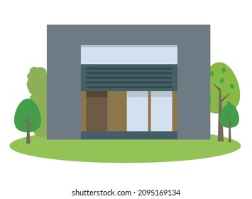 Illustration Modern Detached House Vector Illustration Stock Vector ...