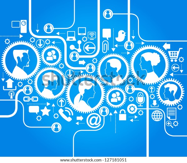 Illustration Modern Humans Computer Network Stock Vector (Royalty Free ...