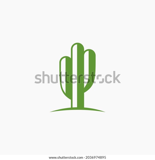 Illustration Modern Minimalist Green Cactus Logo Stock Vector Royalty