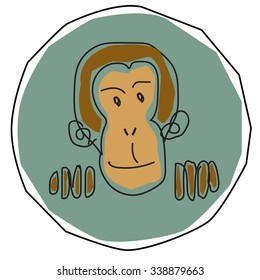 Illustration Monkey Head Hands Stock Vector (Royalty Free) 338879663 ...