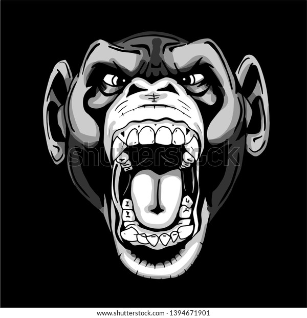 Illustration Monkey Screaming Showing Fangs Vector Stock Vector ...