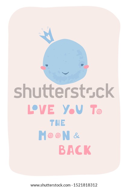 Illustration Moon Letters Hand Drawn Style: vector de stock (libre de ...