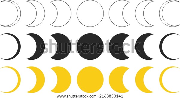 Illustration Moon Phases Line Art Moon: เวกเตอร์สต็อก (ปลอดค่าลิขสิทธิ์ ...
