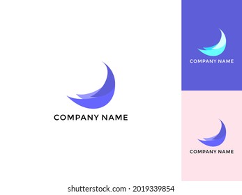 Illustration Moon Wave Logo Design Modern Stock Vector (Royalty Free ...