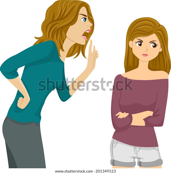Illustration Mother Nagging On Her Daughter: เวกเตอร์สต็อก (ปลอดค่า ...