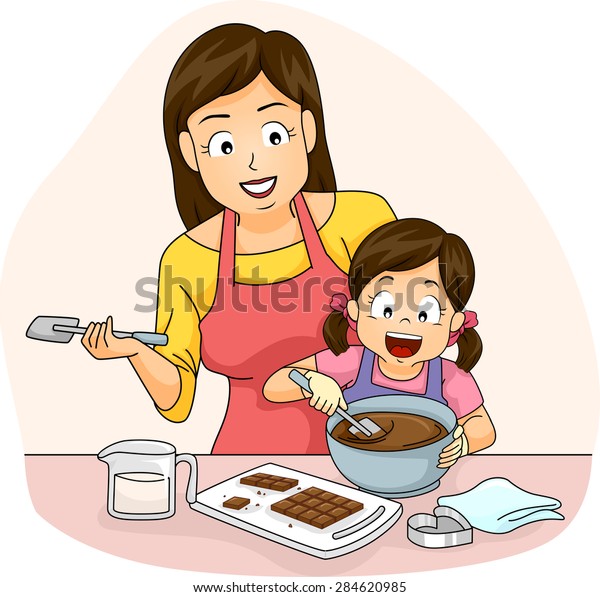 Illustration Mother Teaching Her Daughter How Stock Vector Royalty