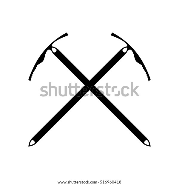 illustration of mountain equipment: crossed ice axes for climbing and ...