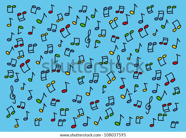 Illustration Music Notes Blue Background Stock Vector (Royalty Free ...