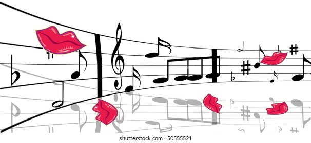 Illustration Music Notes Lips Action : image vectorielle de stock ...